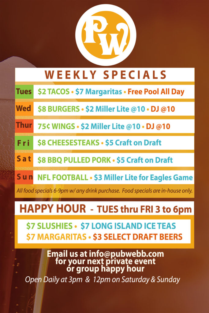Specials - Pub Webb